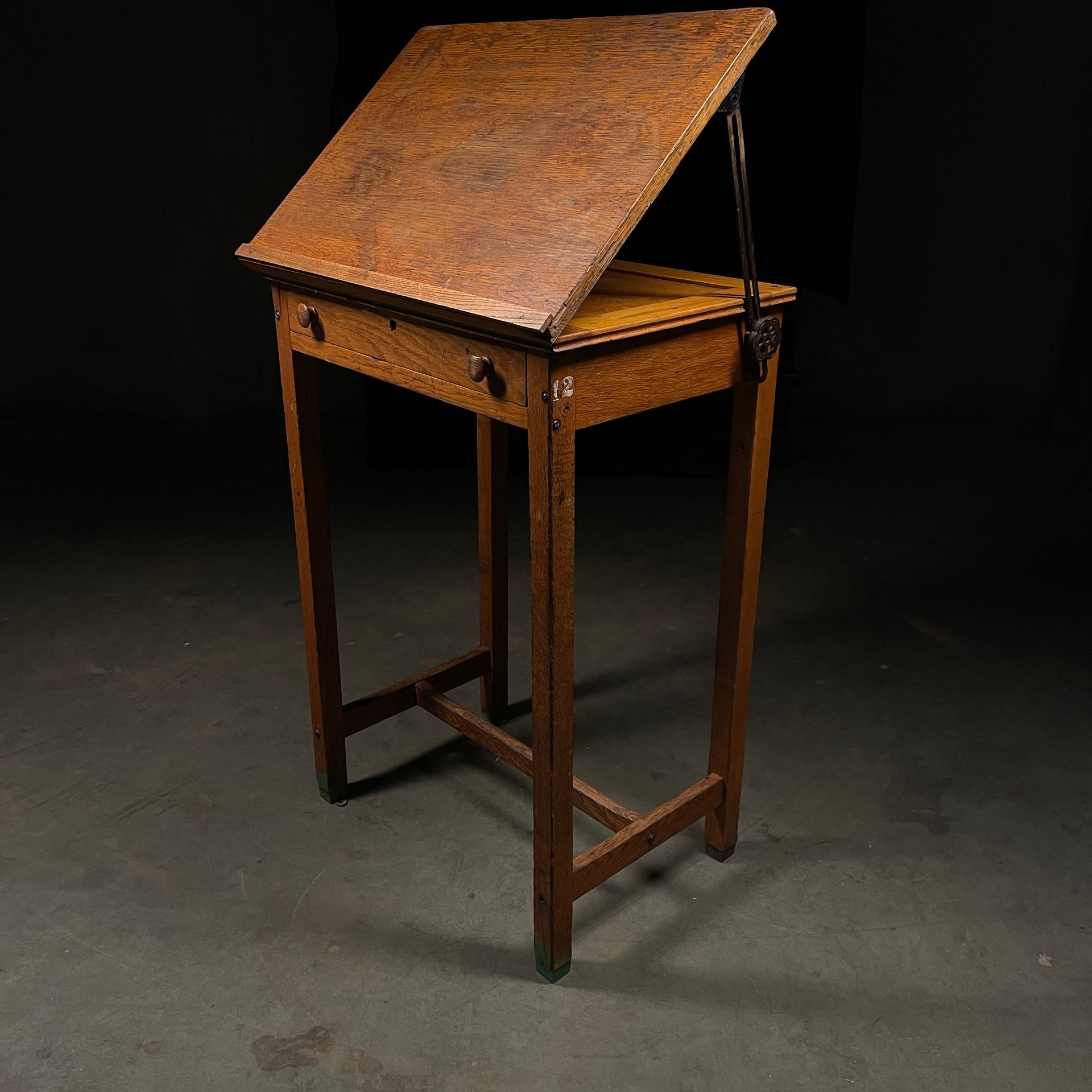 Foreman’s Oak Adjustable Drafting Table