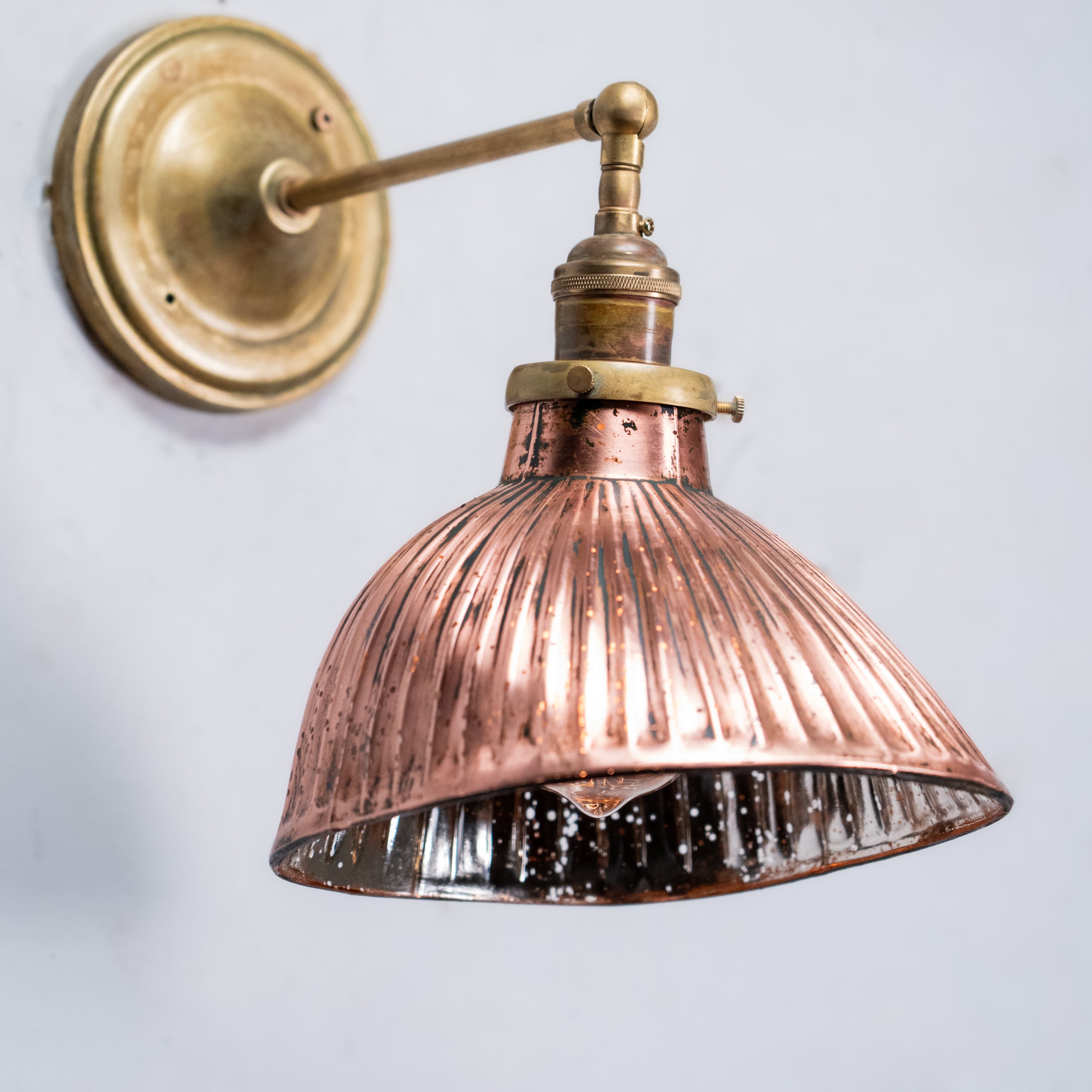 1910 Rare Single Copper Mercury Shade Sconce by Arundel