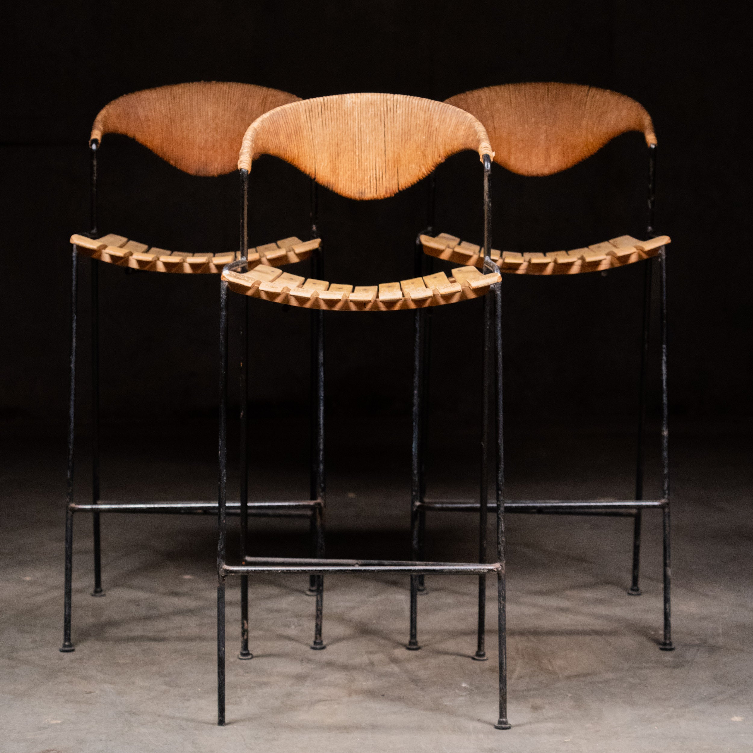 Set of Three MCM Arthur Umanoff Bar Stools