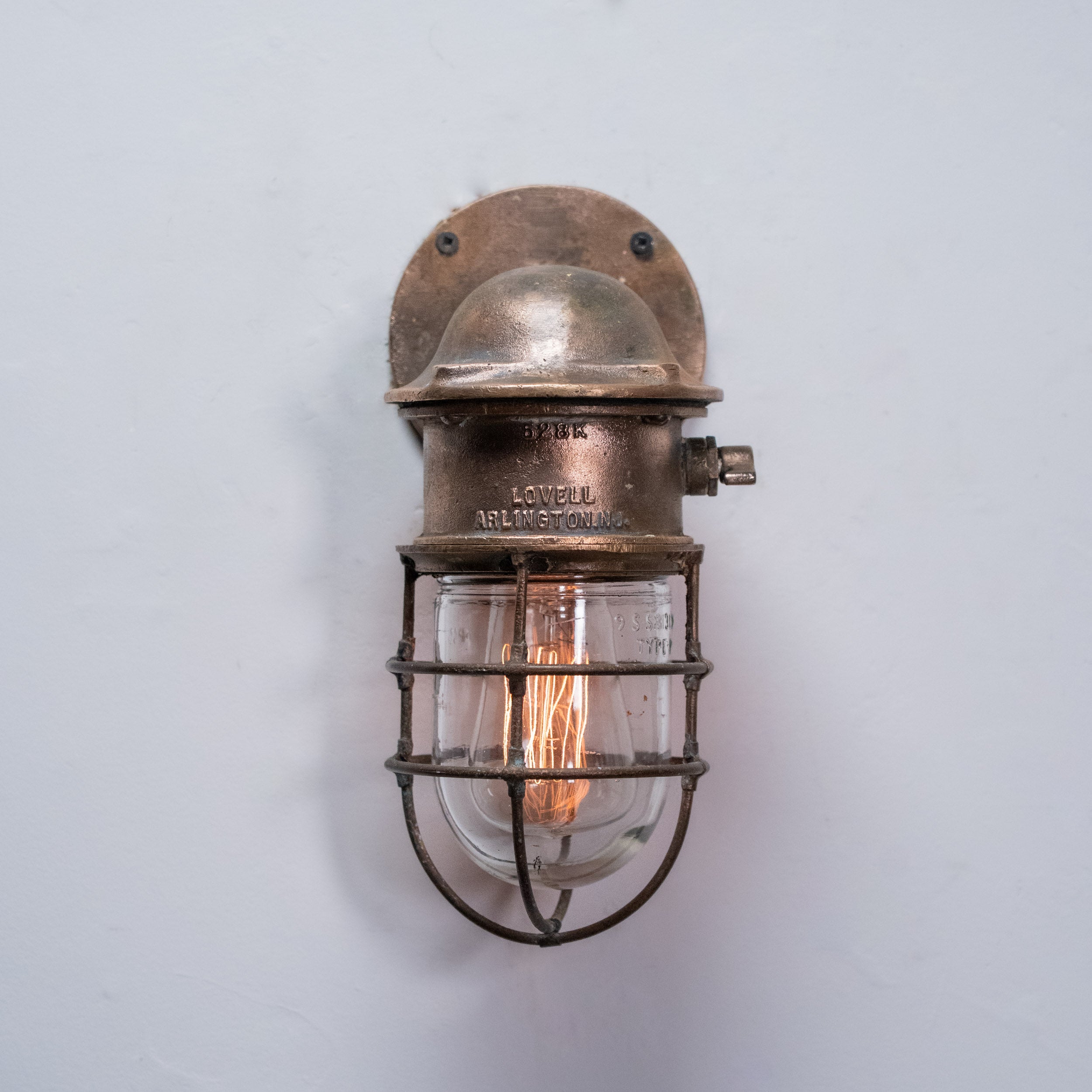 1940 Nautical Solid Bronze Sconce Light by F. H. Lovell