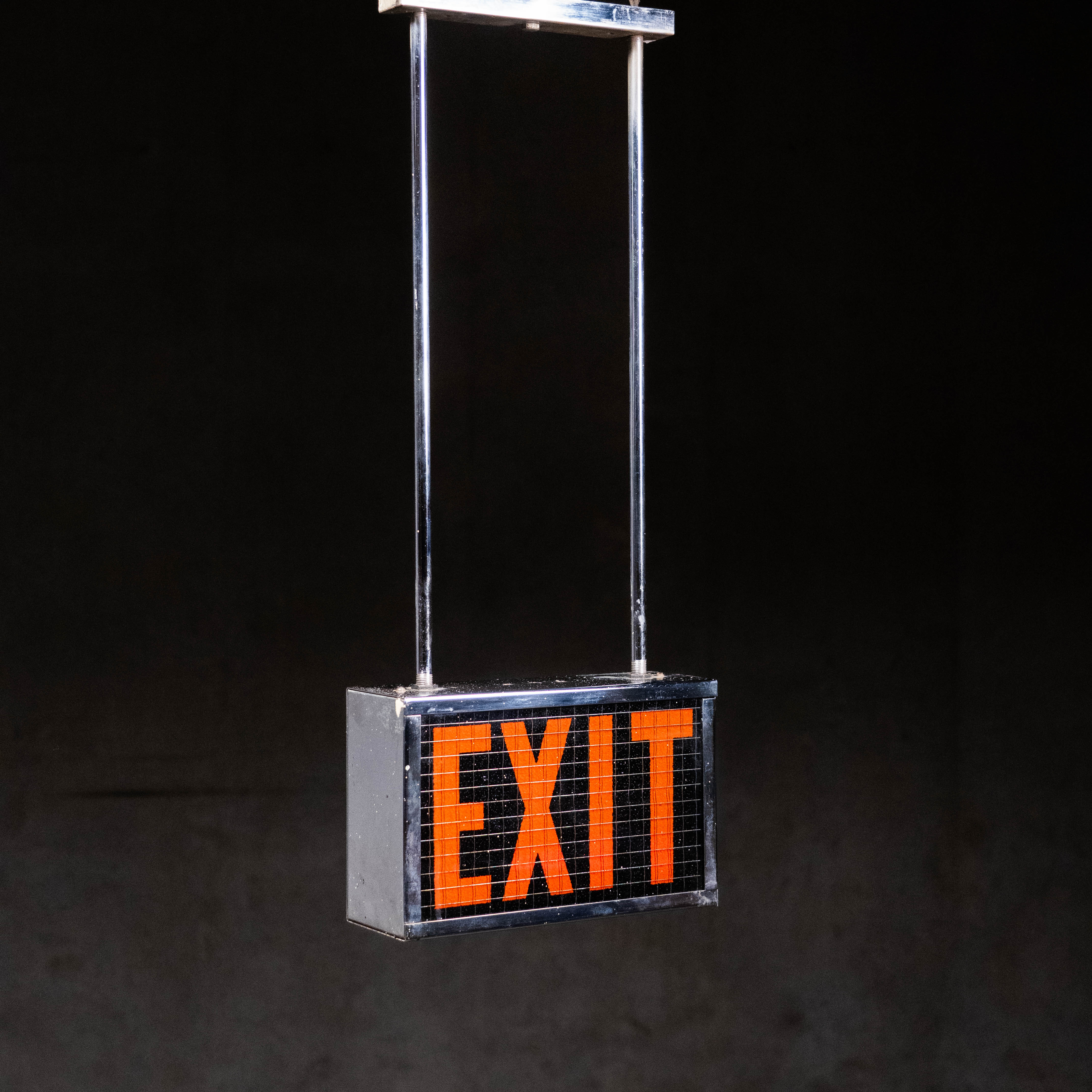 1940 Ceiling Mounted Glass Exit Signs