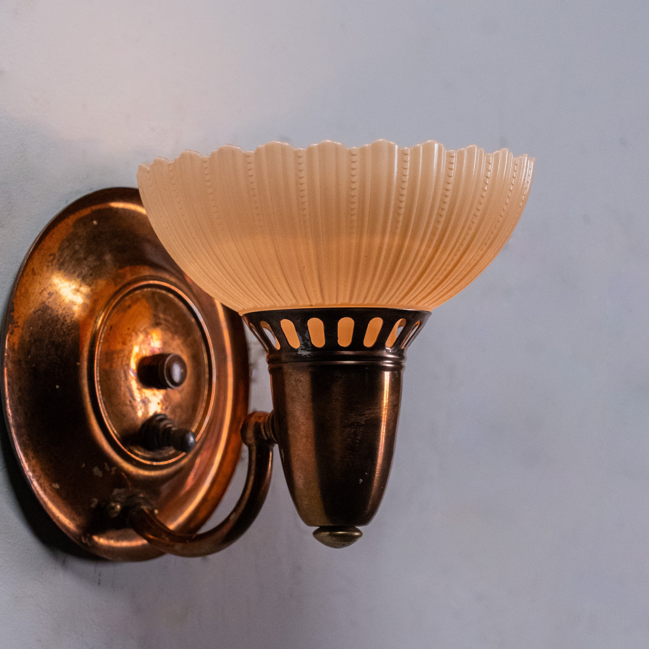 1940 Hollywood Regency Copper Wall Sconce Light