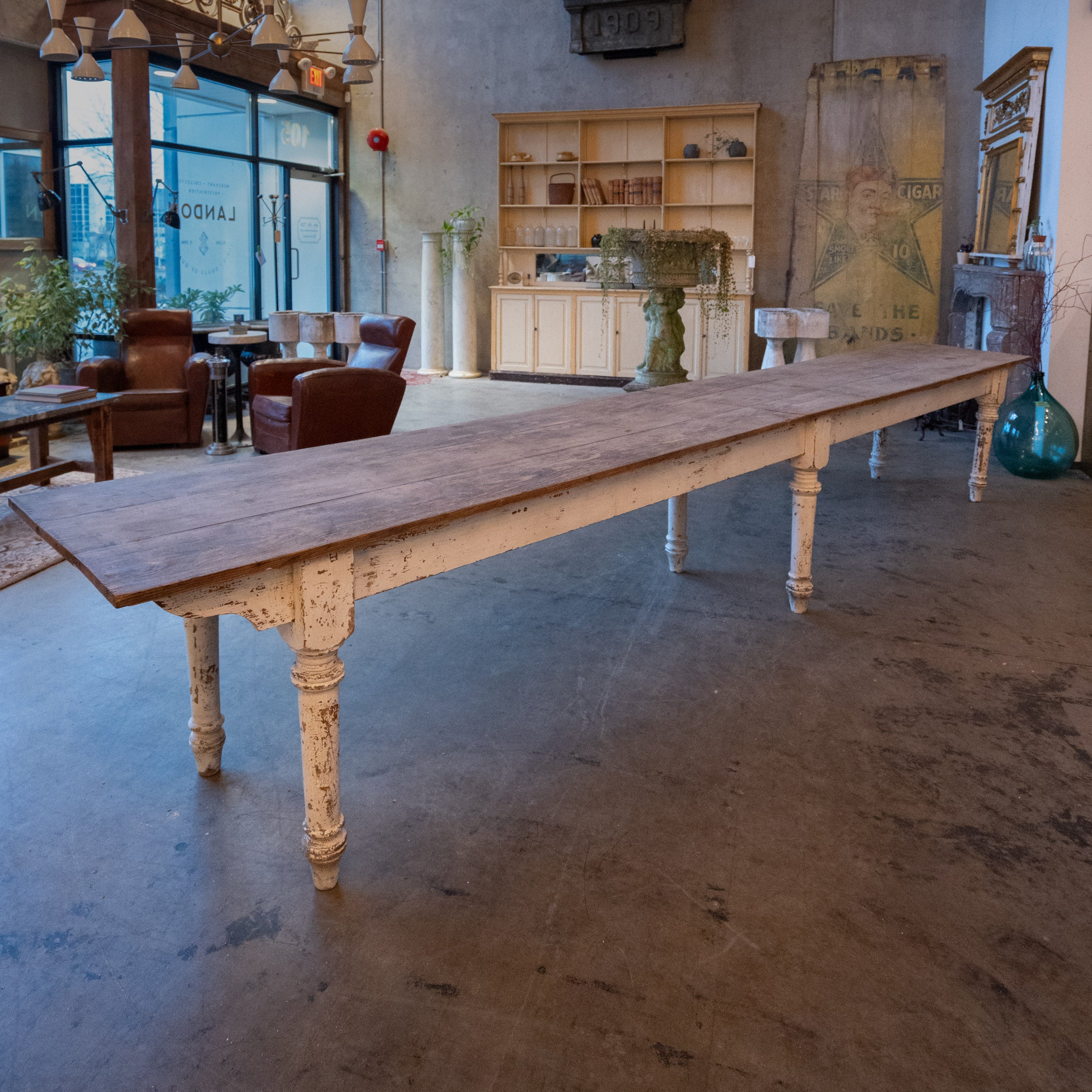 1890 14ft pine mercantile farm table