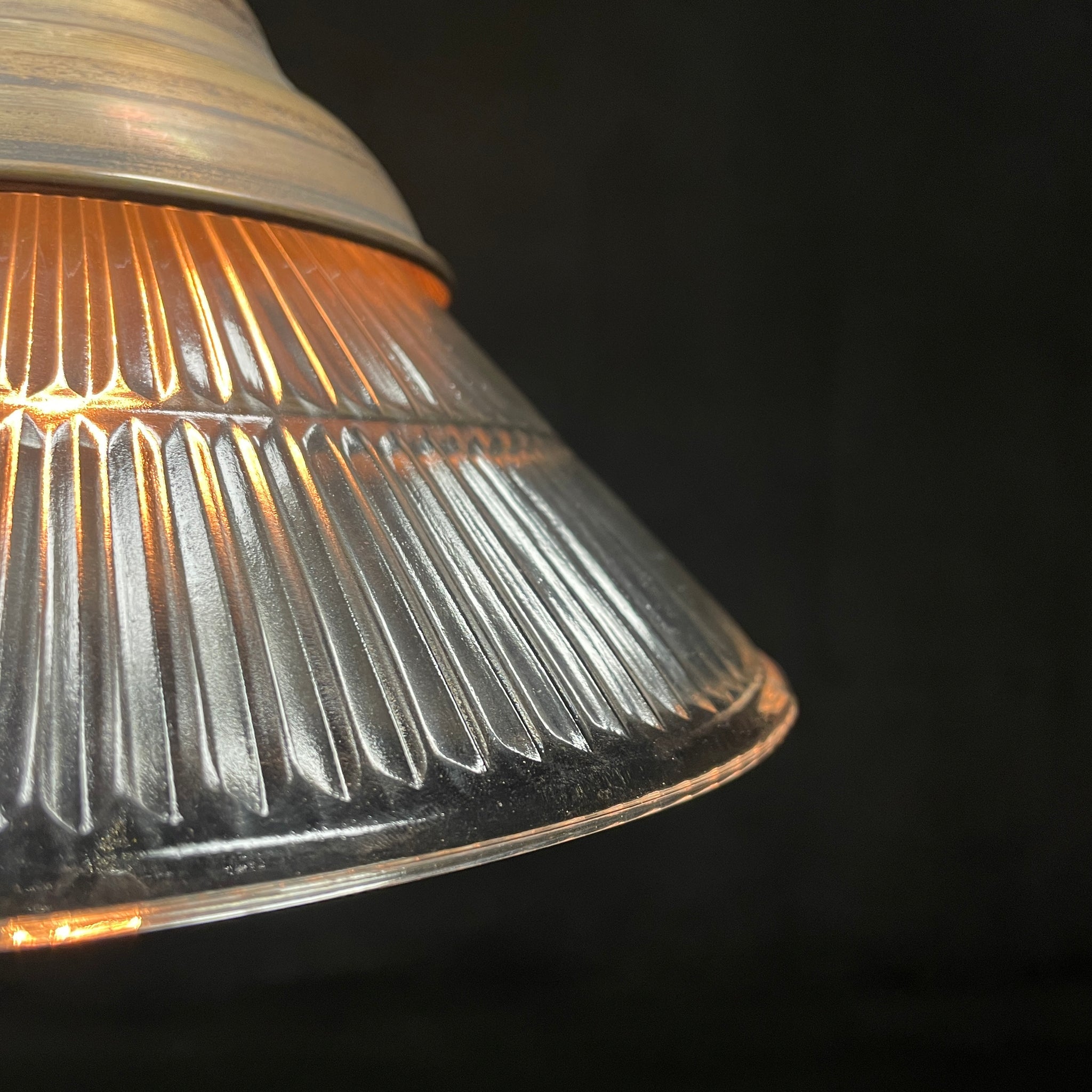 Circa 1920 Triangular-Shaped Glass and Brass Pendant