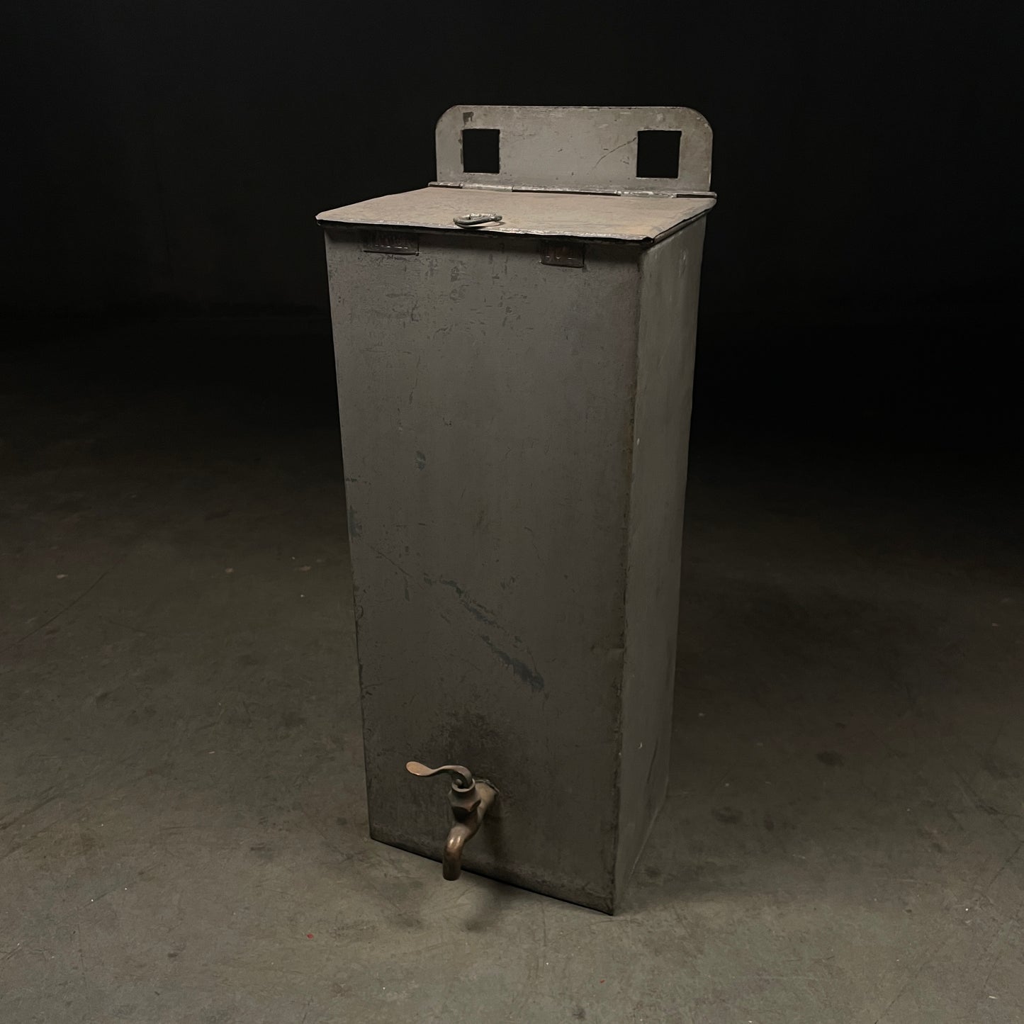 Rare Circa 1920 Galvanized Water Cooler from a Train by Henry Giessel