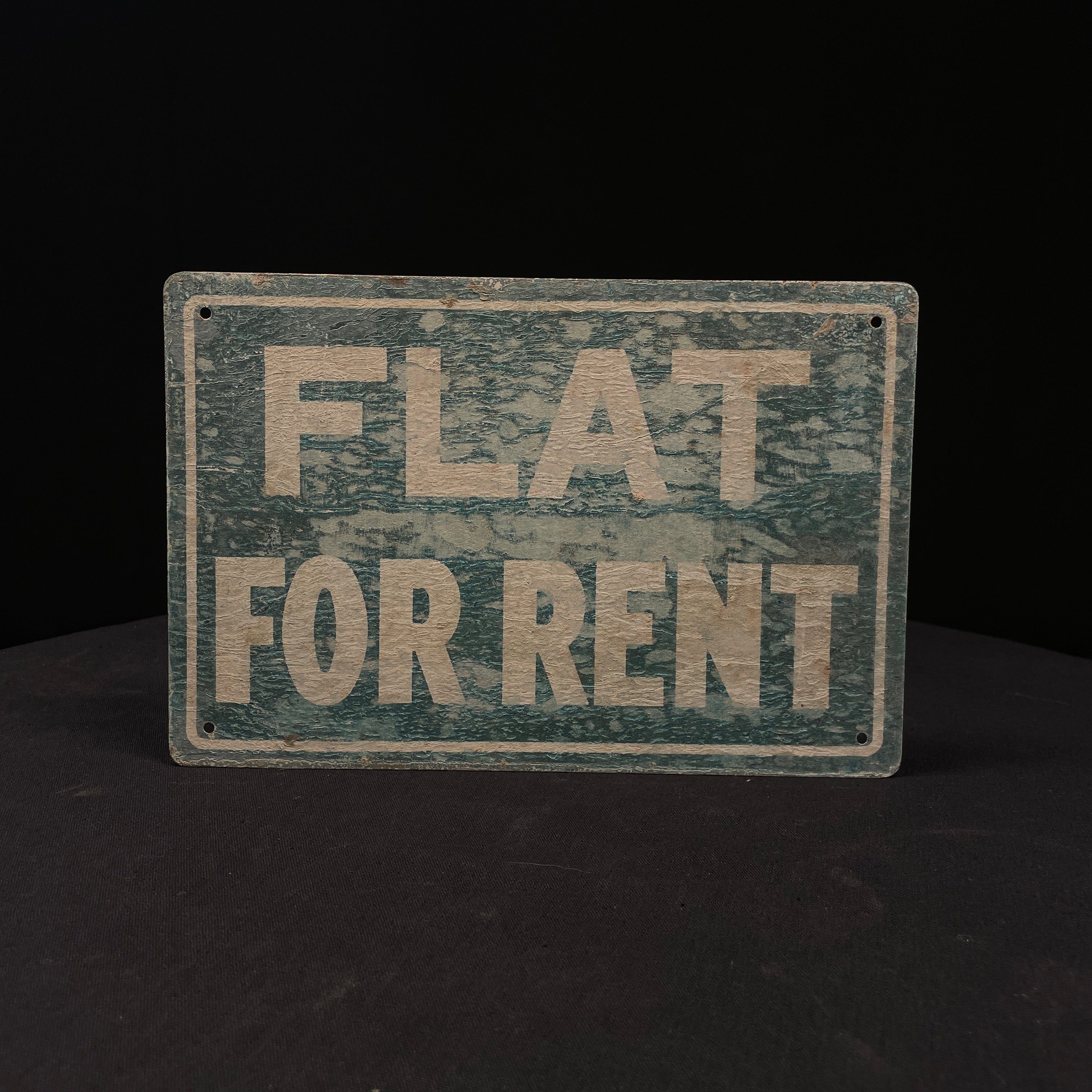 1920 English “Flat For Rent" Metal Sign