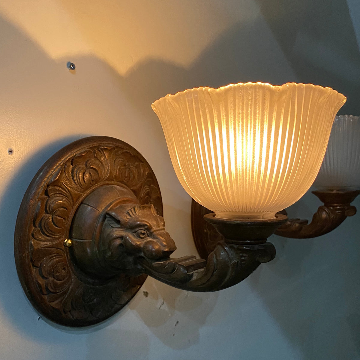 1930 Lions Head Wooden FRENCH Sconces – Scott Landon Antiques and Interiors