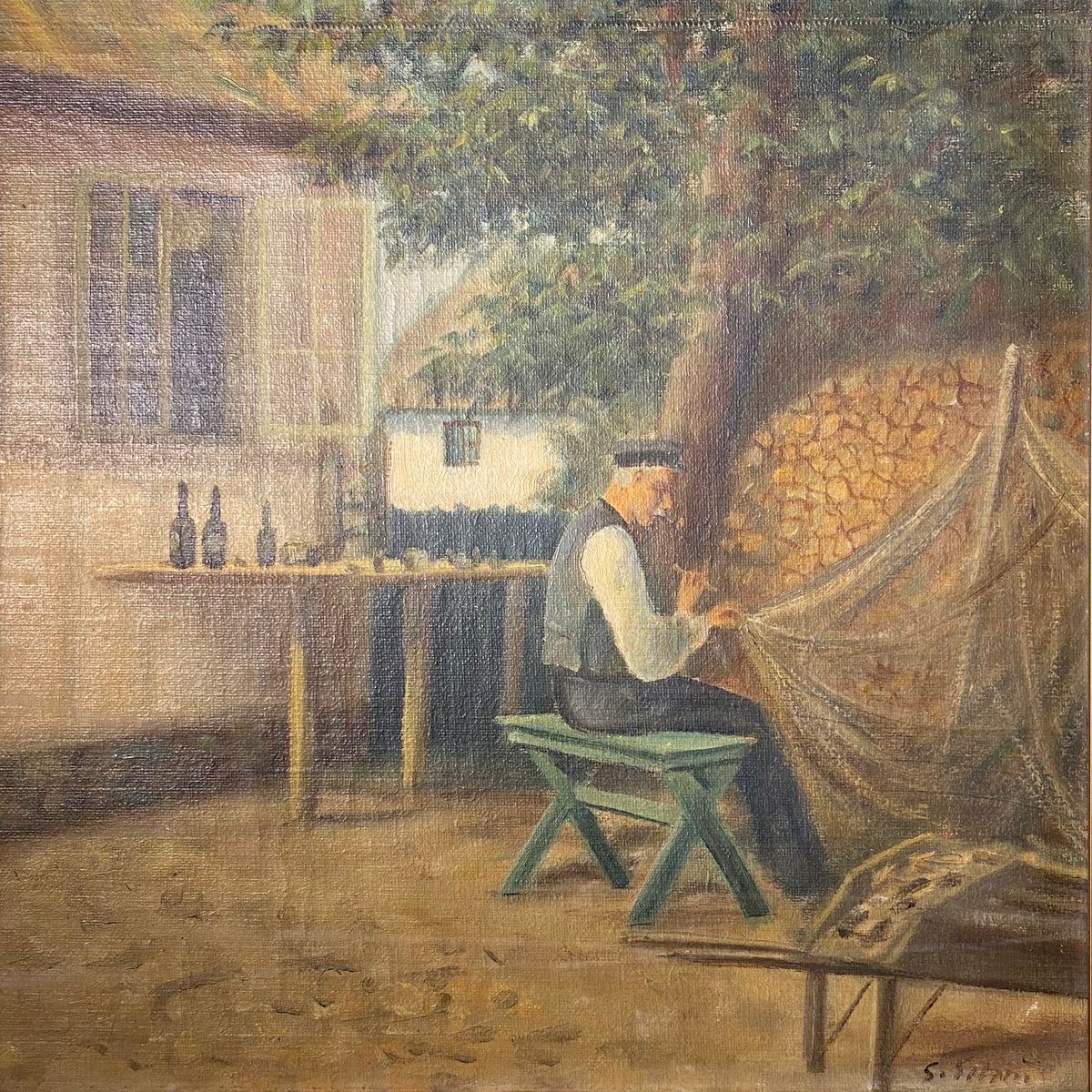 1920 Folk Art oil Painting – Scott Landon Antiques and Interiors