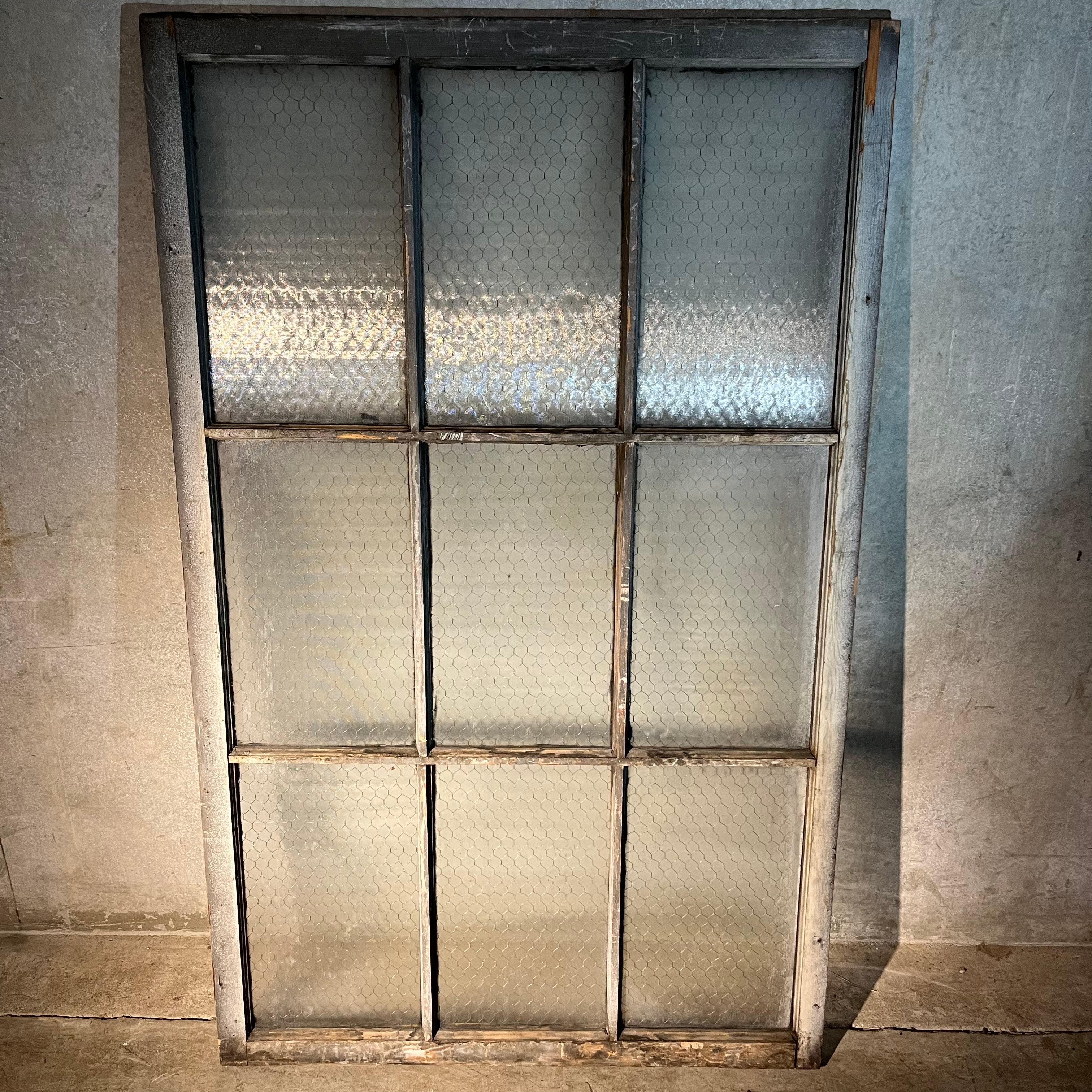 1930 Pine framed Industrial chicken wire glass window