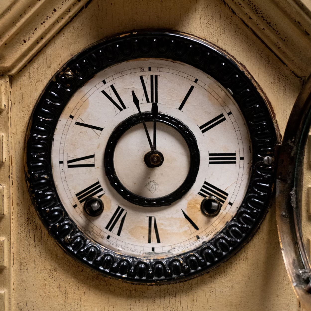 1900 ANSONIA wood mantle clock. – Scott Landon Antiques and Interiors