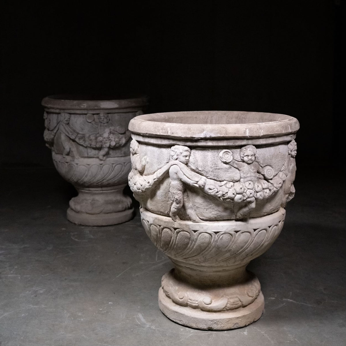 Pair of Large limestone garden planters – Scott Landon Antiques and ...