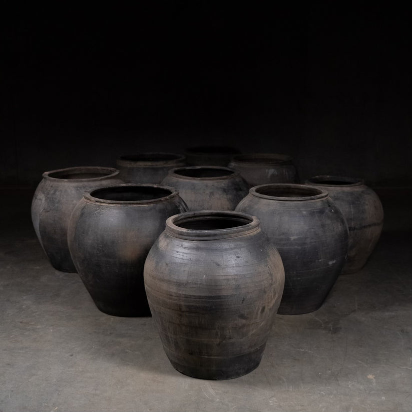 Large Black Asian Pots