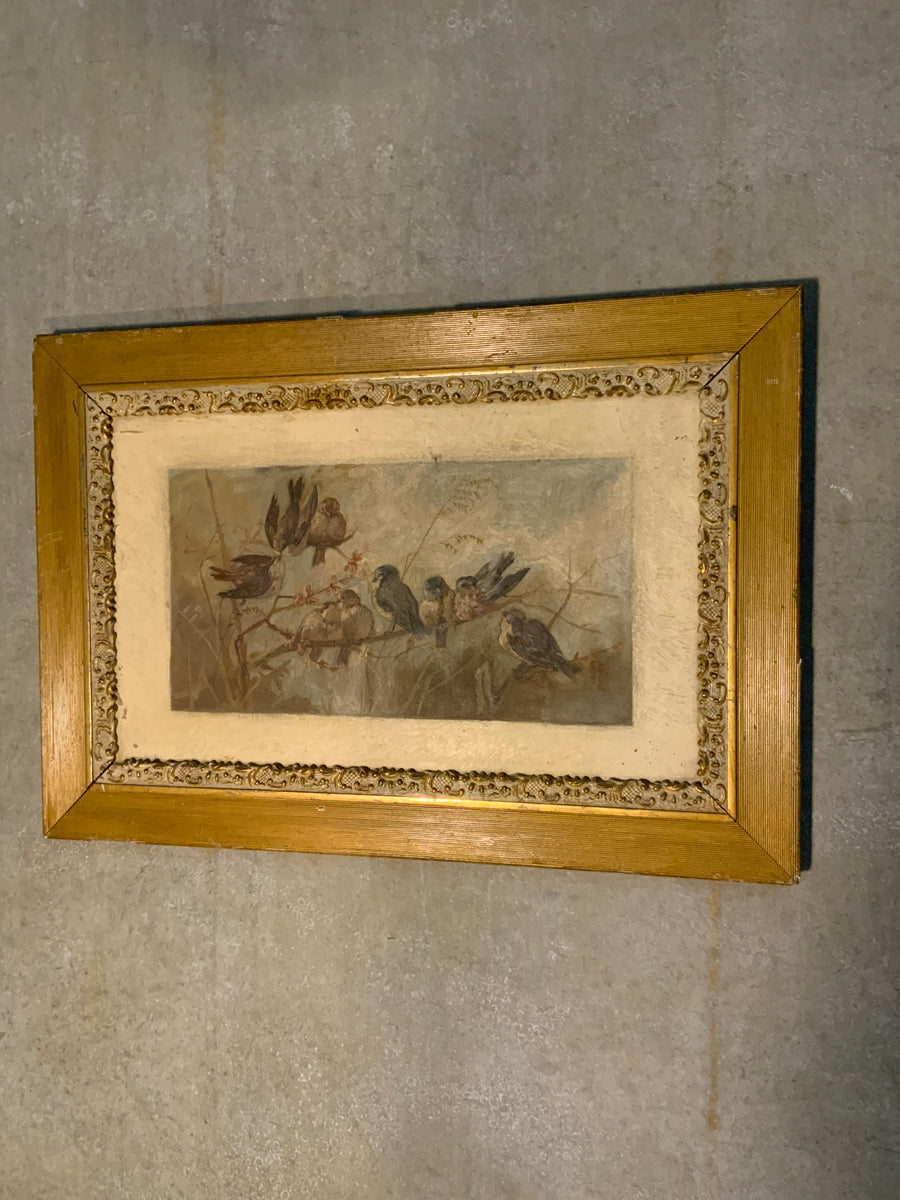 19thc oil on canvas painting of birds – Scott Landon Antiques and Interiors