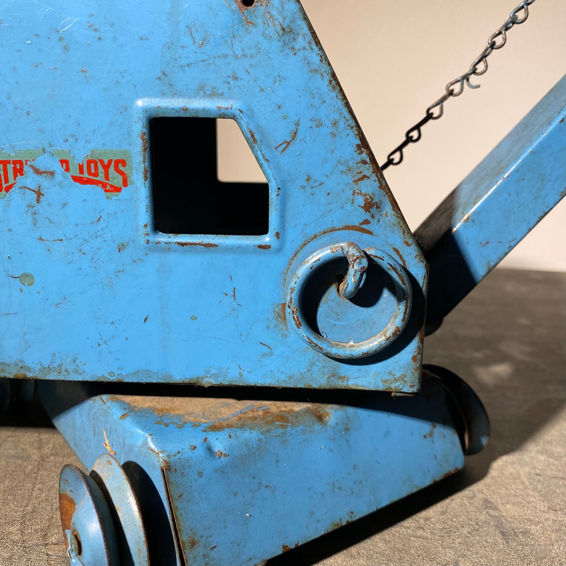 1940's Structo Toys Pressed Steel Blue Steam Shovel Crane