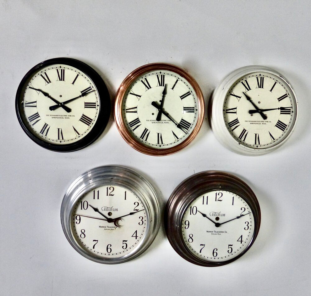 Vintage Copper Wall-Mounted Clocks by Standard and Telechron